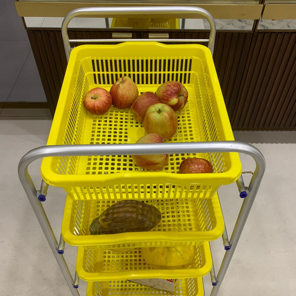 Premium Aluminum Kitchen Trolley with Wheels and Slide-Out Baskets ...