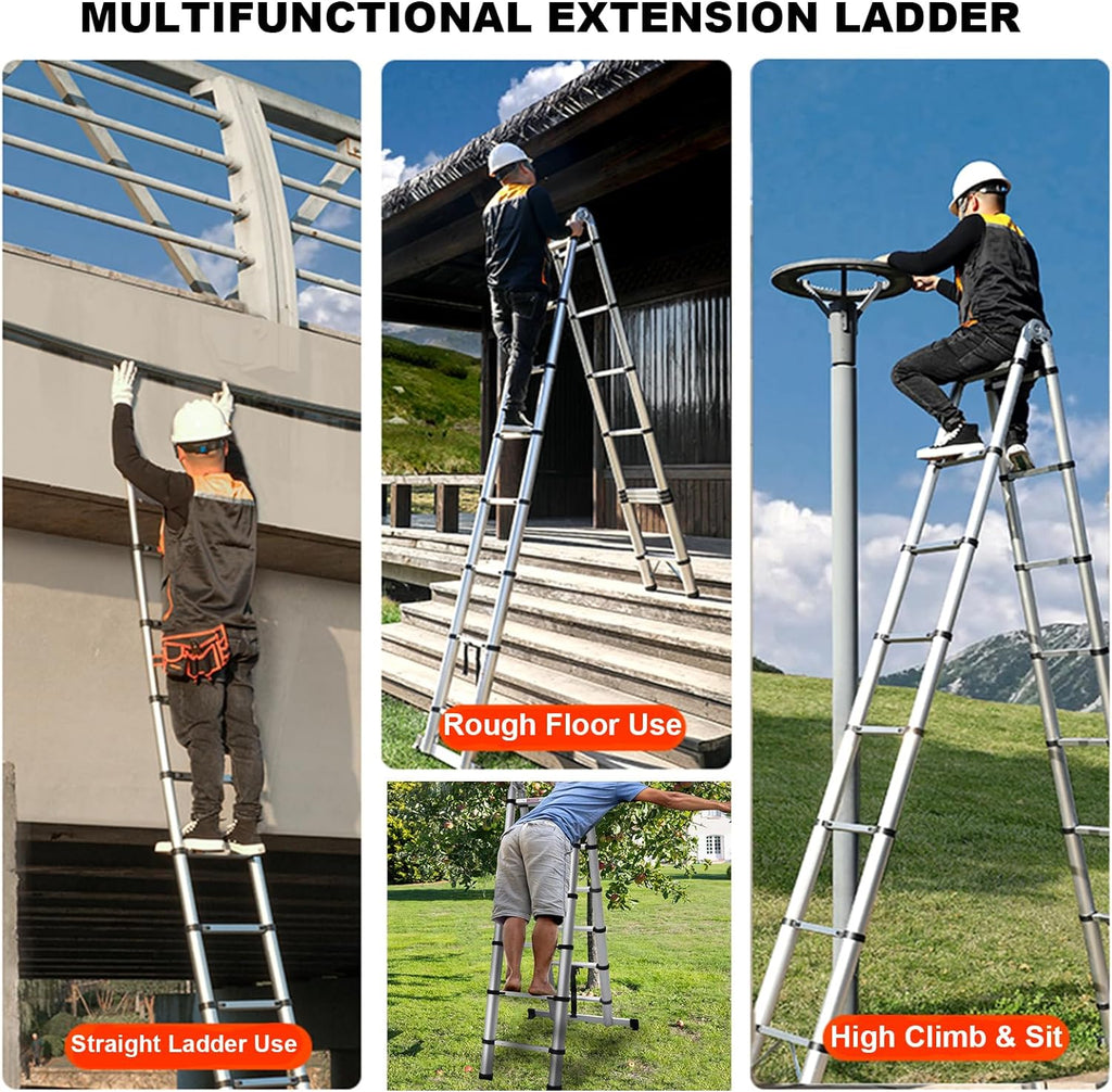Heavy Duty Aluminum Telescopic Type A Ladder | Compact & Versatile Fol ...