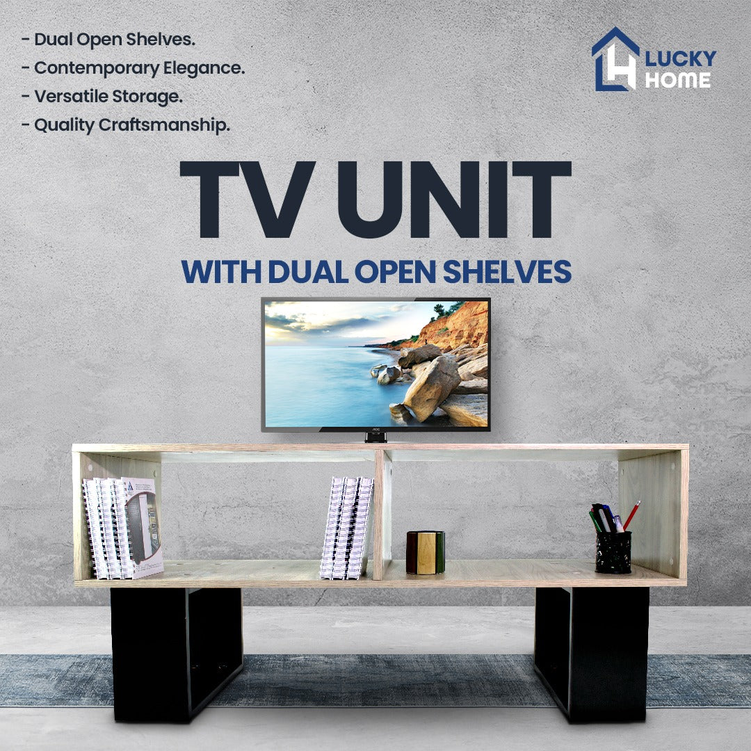 Streamline™ TV Unit with Single Drawer and Open Shelf – Lucky Home Alu