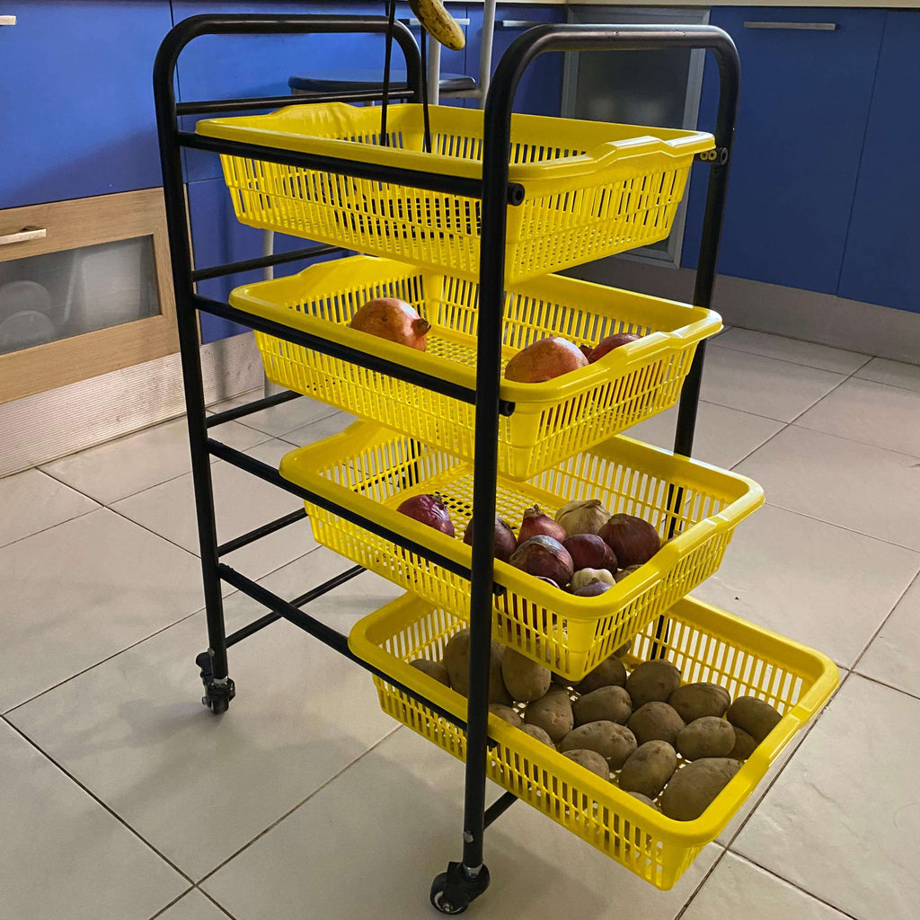 Premium Aluminum Kitchen Trolley with Wheels and Slide-Out Baskets ...